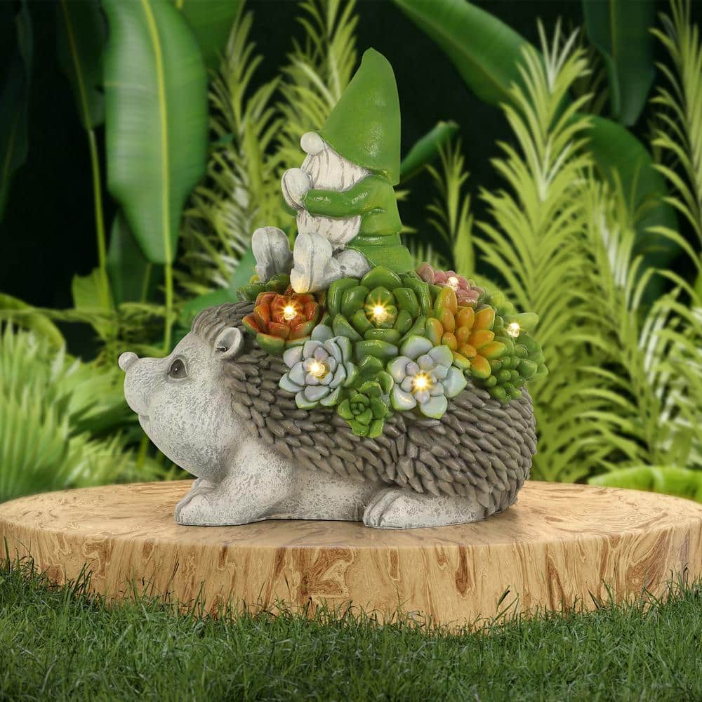 Oumilen Solar Powered Decorative Light, Hedgehog Elf Resin Decorative ...