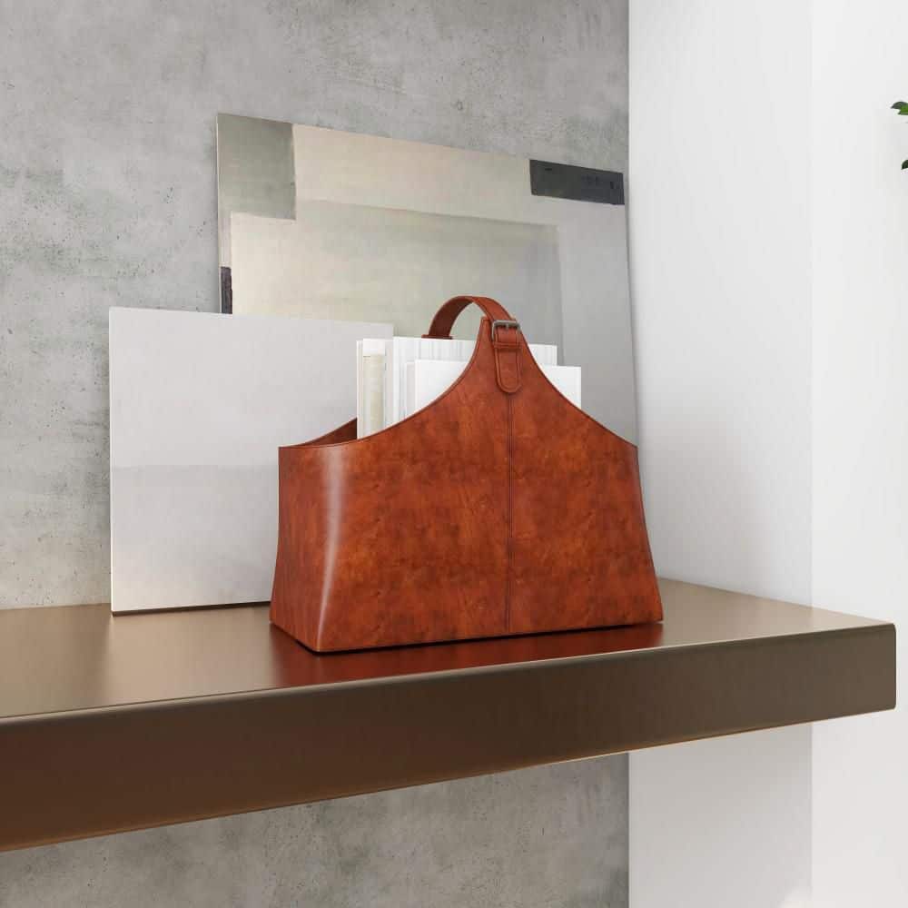 Litton Lane Brown Handmade Box Style Standing Magazine Holder with ...