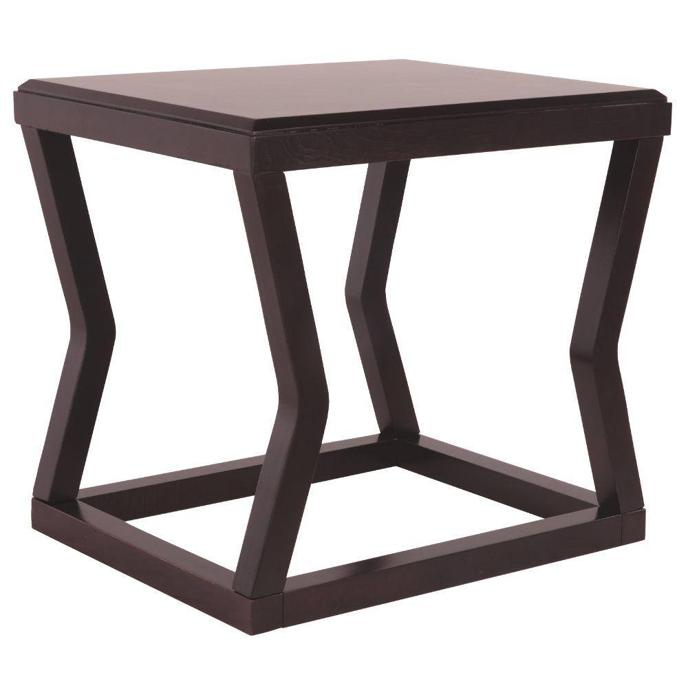 Benjara 26.13 in. Brown Rectangle Wood End Table with Angular legs ...