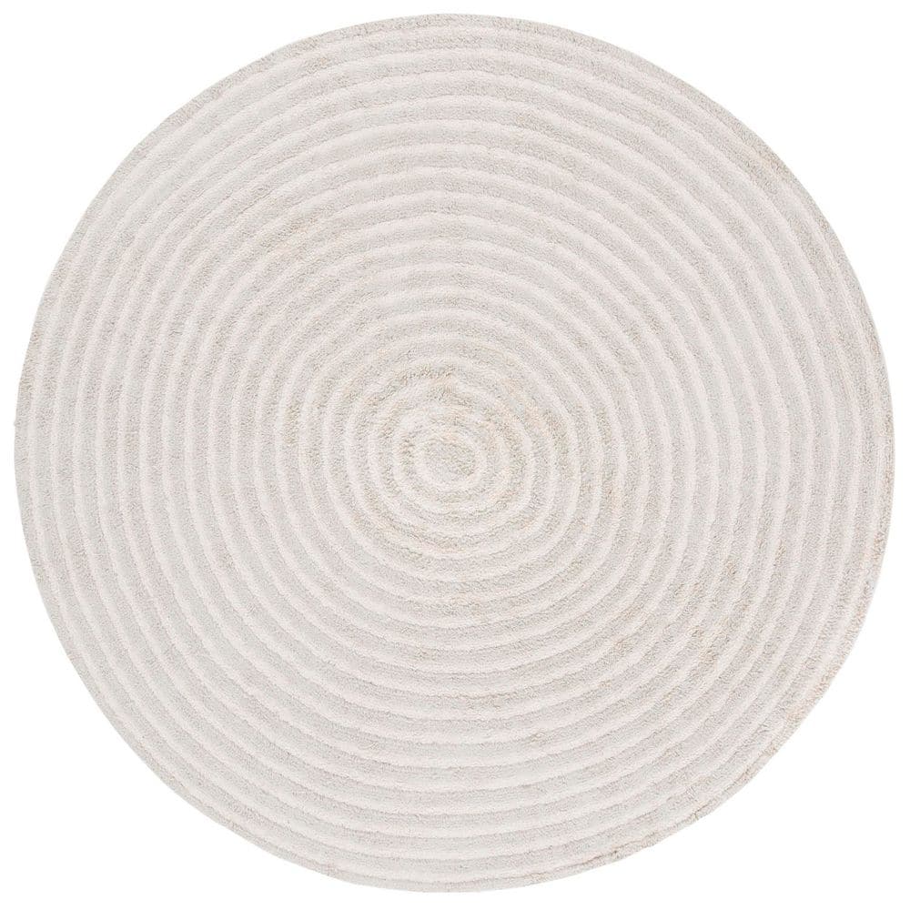 SAFAVIEH Easy Care Gray/Ivory 6 ft. x 6 ft. Machine Washable High-Low ...