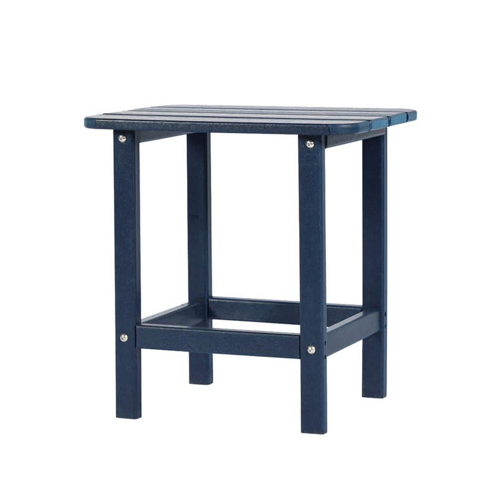 Aoodor 18 in. Solid Navy Blue Outdoor Rectangle Side Table Patio End ...