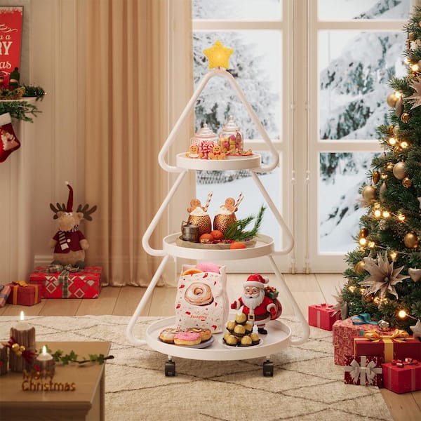 PINMOCO 19.49 in. Christmas Tree Metal Storage Rack Round Modern End ...