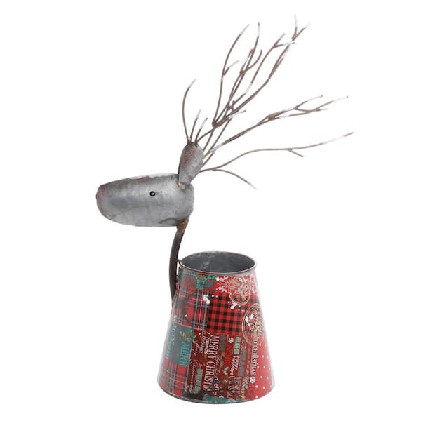 Alpine 18 in. Metal Christmas Reindeer Planter Decor MCC610 - The Home ...