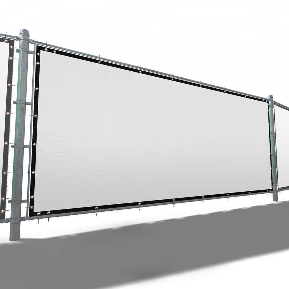 ROYAL SHADE 57 in. x 12 ft. White Mesh Fabric Privacy Fence Screen with ...