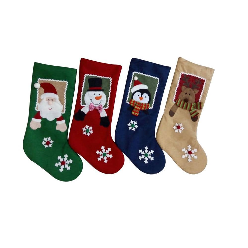 Home Accents Holiday Holiday 21 in. Felt Stockings (4 - Assorted) TC ...