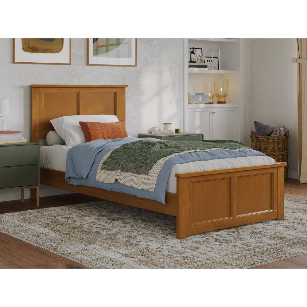 AFI Charlotte Light Toffee Natural Bronze Solid Wood Frame Twin XL Low ...