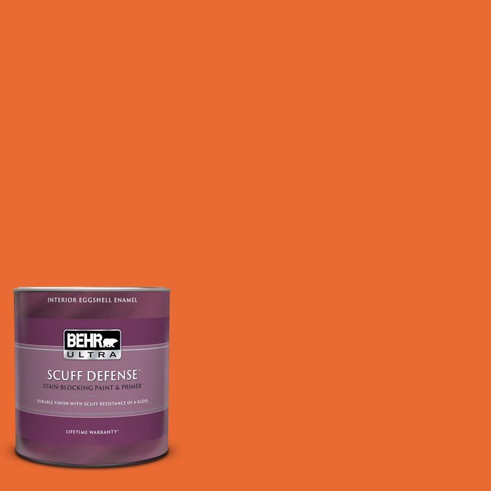 BEHR ULTRA 1 qt. #220B-7 Electric Orange Extra Durable Eggshell Enamel ...