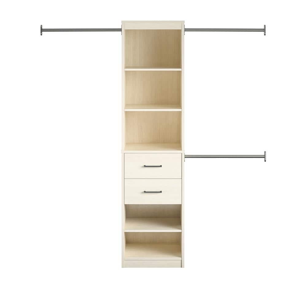 Kelly 5 Shelf 2 Drawer Closet Organizer with 3 Adjustable Hanging Rods ...