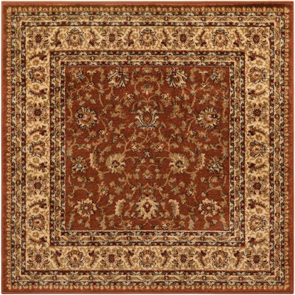 Unique Loom Voyage St. Louis Brick Red 4' 0 x 4' 0 Square Rug 3123701 ...