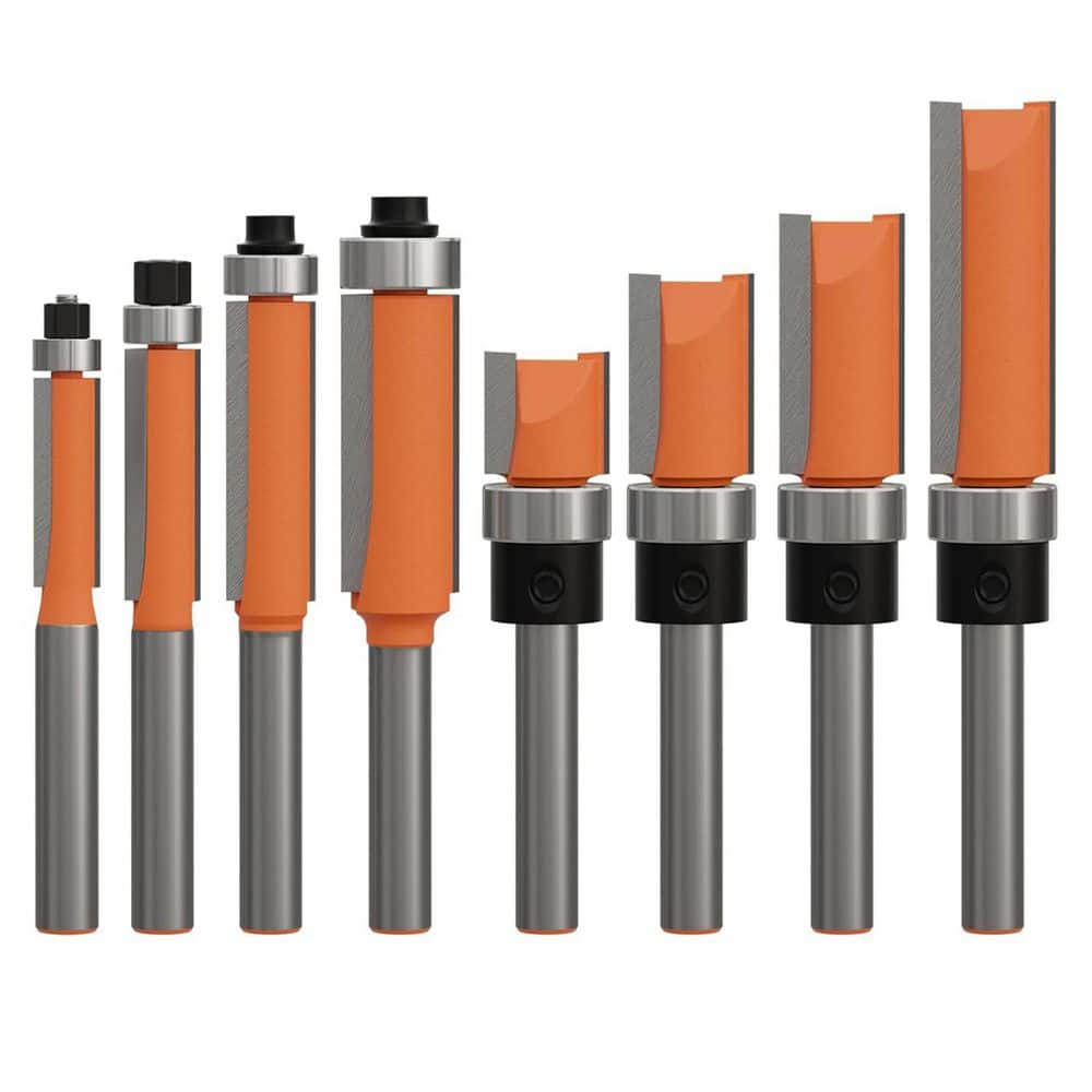 1/4 in. K10 Carbide Router Bits Set with Flush Trim and Pattern Bits ...
