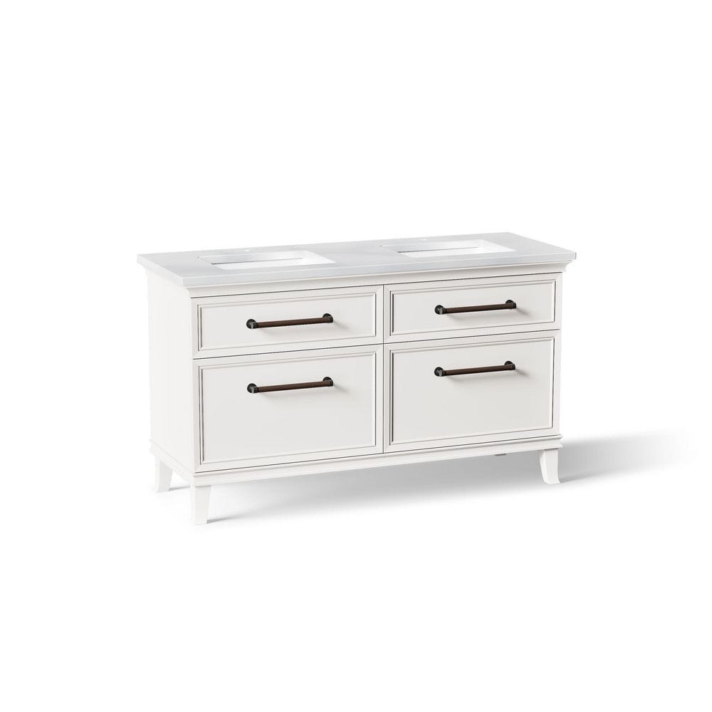 KOHLER Artifacts 60 in. 2 -Basin Freestanding Linen White Bath Vanity ...