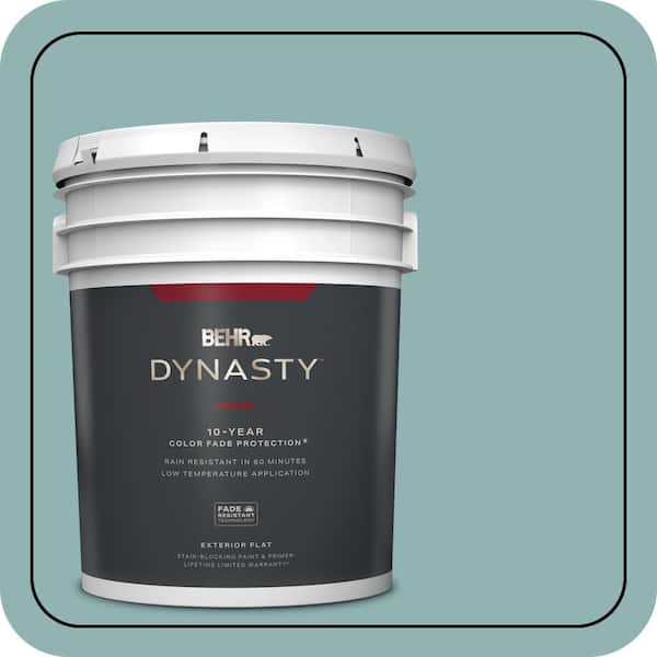 BEHR DYNASTY 5 gal. #BIC-24 Artful Aqua Flat Exterior Stain-Blocking ...