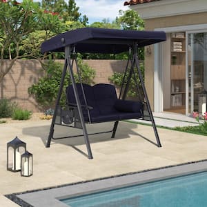 PURPLE LEAF 2-Person All-Weather Steel Frame Porch Swing with ...