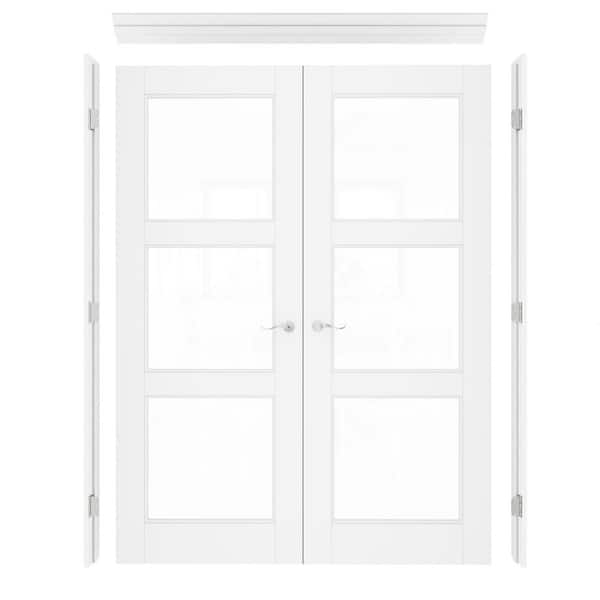 ARK DESIGN 60 in. x 80 in. 1-Lite Clear Glass Universal White Solid ...
