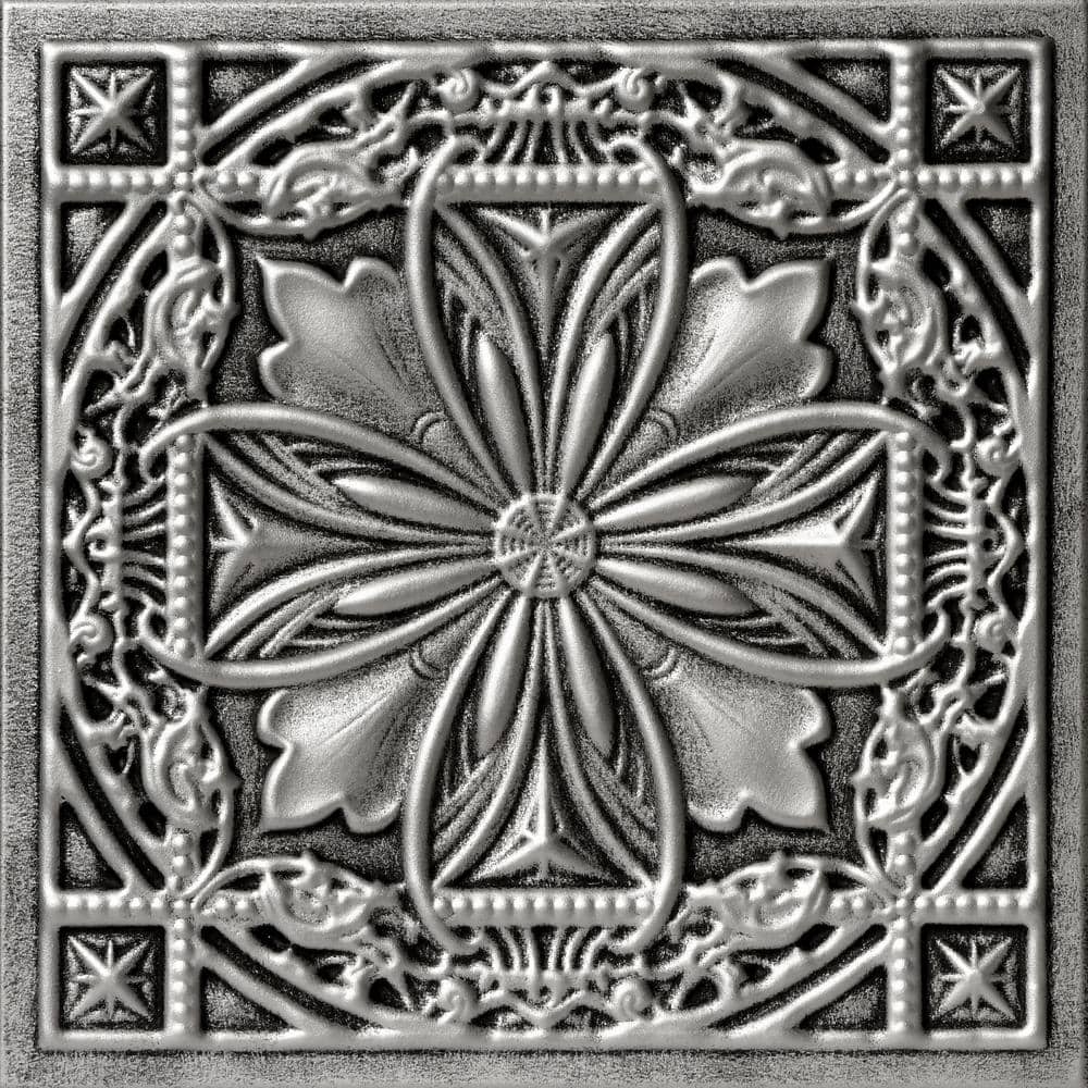 A La Maison Ceilings Lucas's Shield Antique Silver 1.6 ft. x 1.6 ft ...