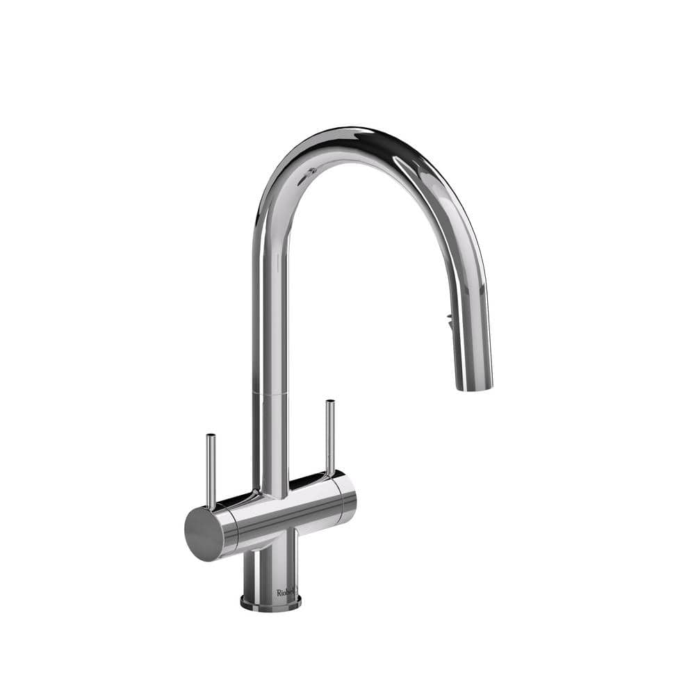 RIOBEL Azure 2-Handle Pull-Down Sprayer Kitchen Faucet in Chrome AZ801C ...