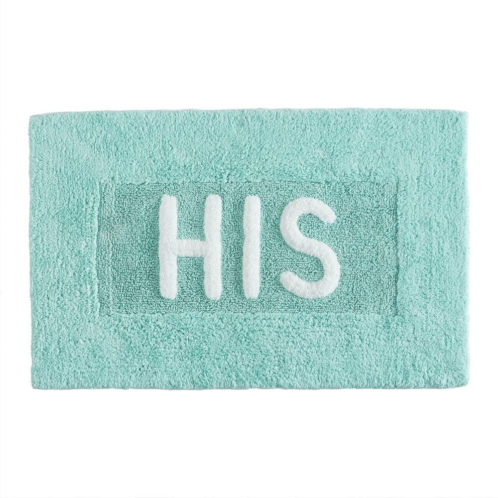 Jean Pierre Novelty "His" Blue Aqua 21 in. x 34 in. 100% Cotton Bath ...