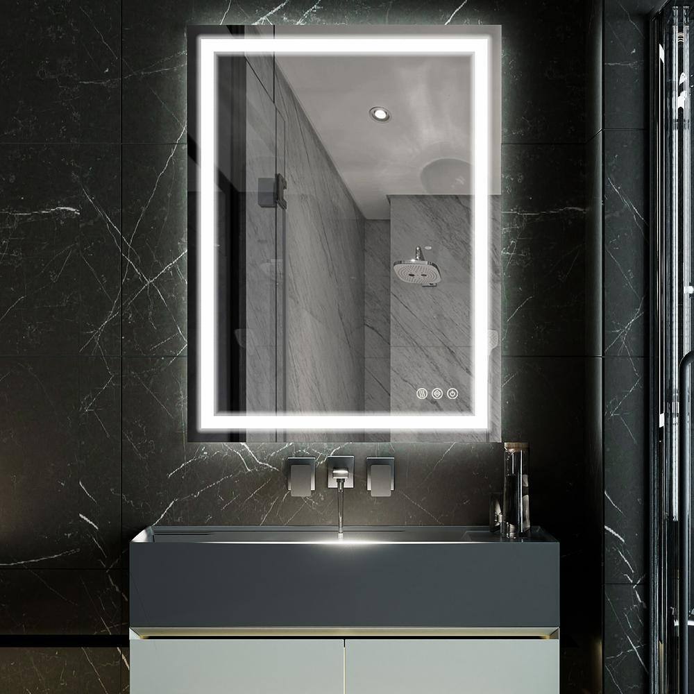 XRAMFY 23.6 in. W x 31.5 in. H LED Frameless Bathroom Vanity Mirror ...