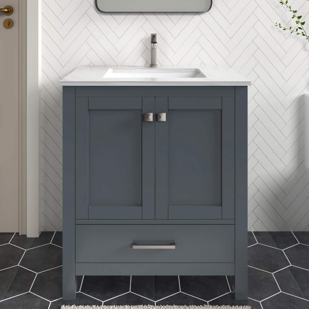 HOMEVY STUDIO Anneliese 30 in. W x 21 in. D x 35 in. H Single Sink ...