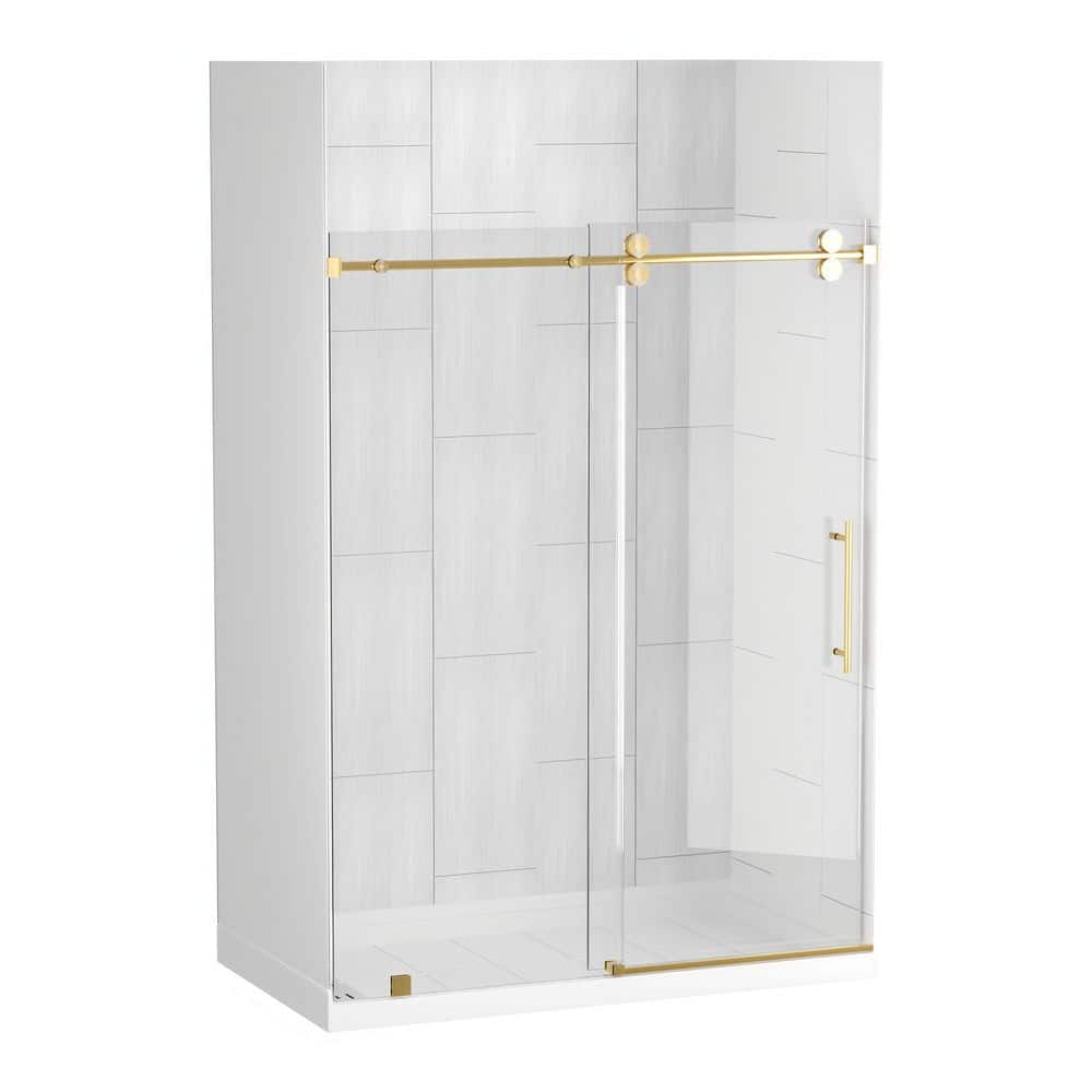 AZUPIN 32 in. W x 60 in. L x 96 in. H Alcove Shower Stall/Kit Sliding ...