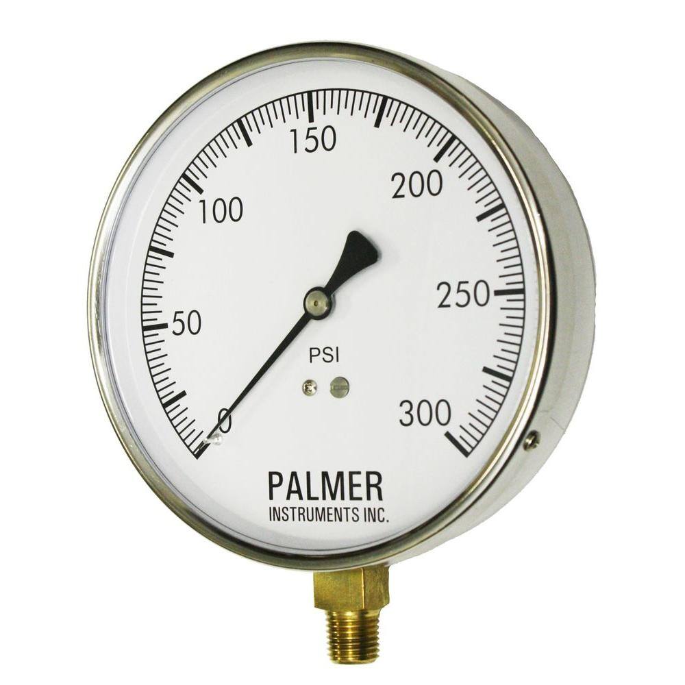 Palmer Instruments 4.5 in. Dial 300 psi Stainless Steel Case Contractor ...