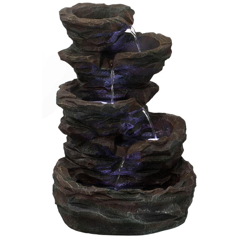 Gardenised SereneFlow 23in. Electric Waterfall Cascade Fountain with ...