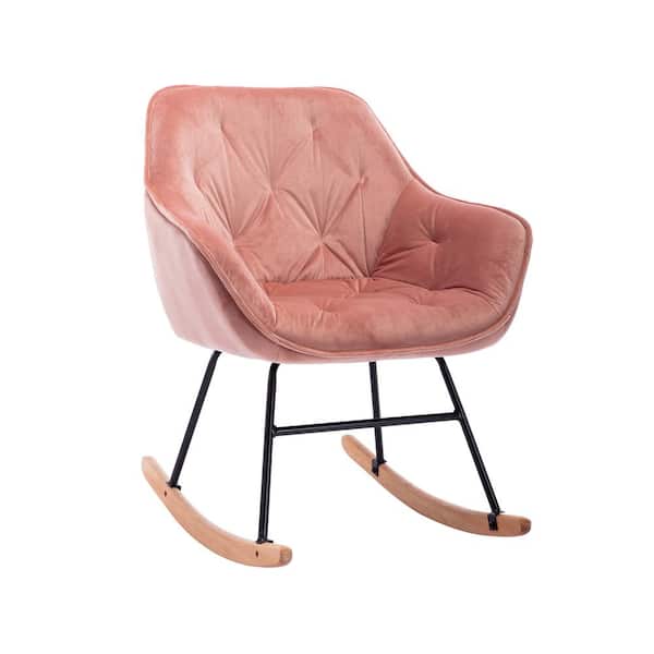 Pink Living Room Outdoor Velvet Accent Chair Rocking Chair WSFF132033 ...