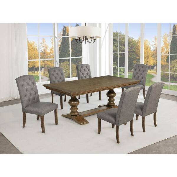 Best Quality Furniture Salama 7-Piece Rectangle Brown Oak Color Wood ...