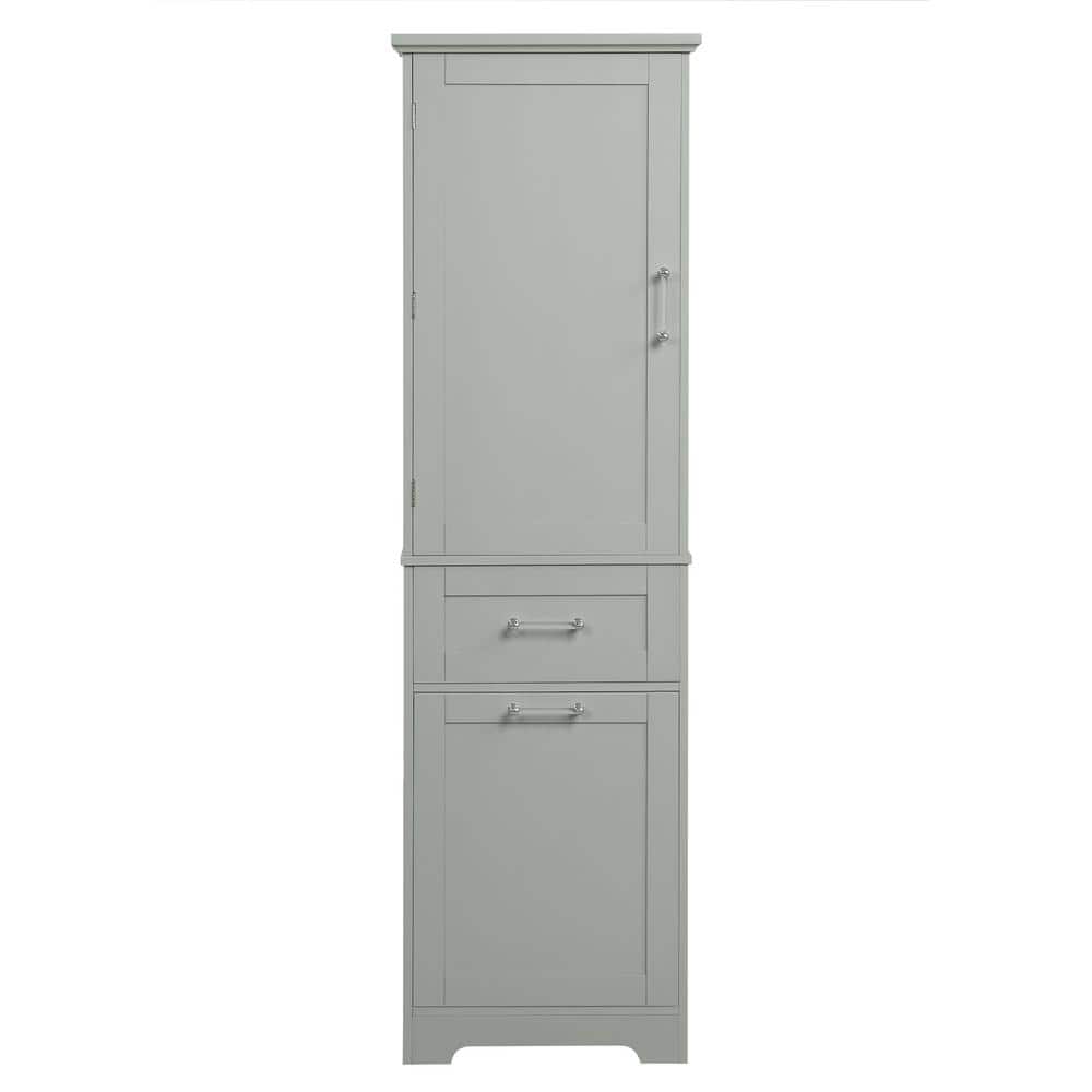 Hooseng 13 in. W x 20 in. D x 68.1 in. H Gray Linen Cabinet with 2 ...