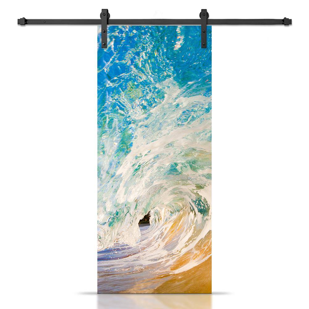 CALHOME 30 in. x 96 in. Artisan Print Series Ocean Wave MDF Modern ...