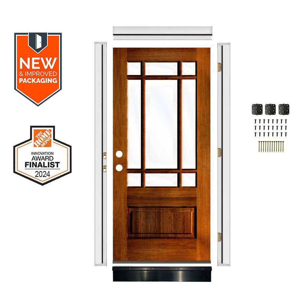 Krosswood Doors 36in.x80in.Prairie Hemlock RH 9-Lite Clear Glass Red ...