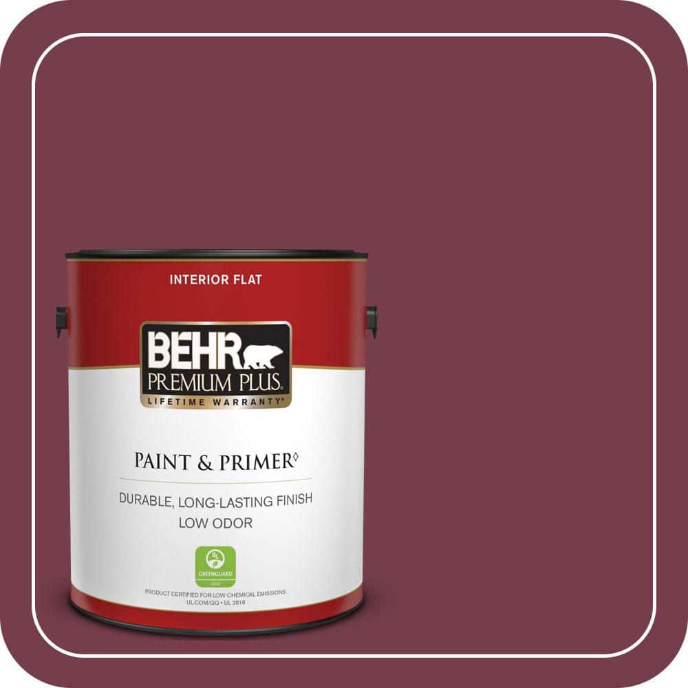 BEHR PREMIUM PLUS 1 gal. #ICC-110 Vintage Merlot Flat Low Odor Interior ...