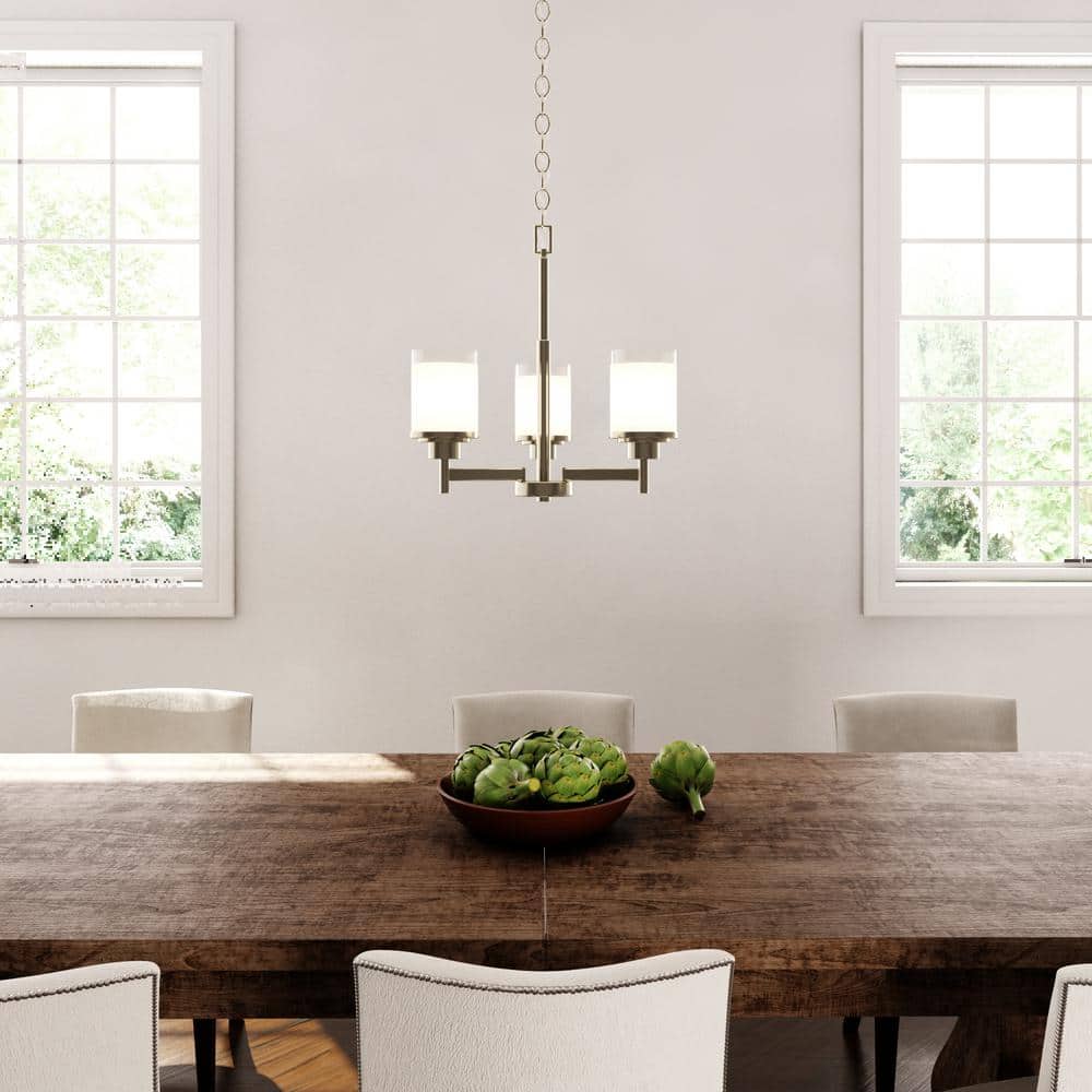 Progress Lighting Alexa Collection 3-Light Brushed Nickel Etched Linen ...