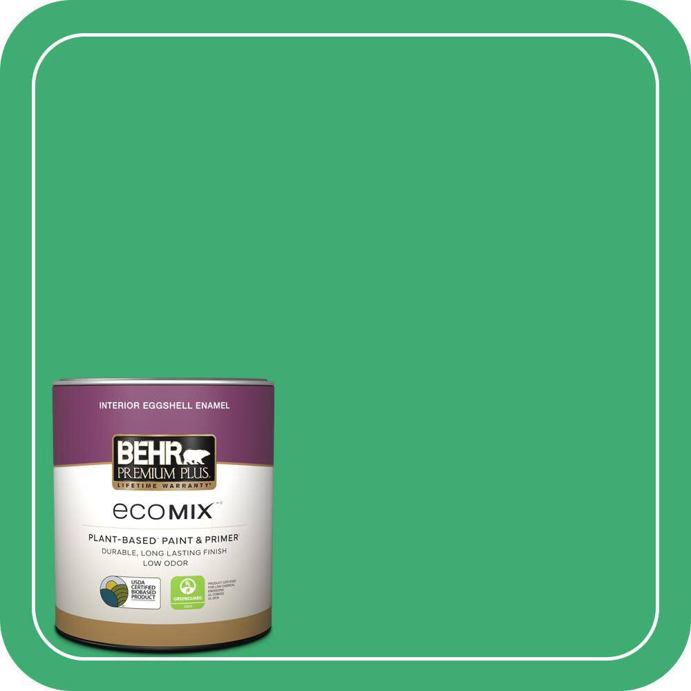 BEHR PREMIUM PLUS 1 qt. #460B-5 Fresh Greens Eggshell Enamel EcoMix ...