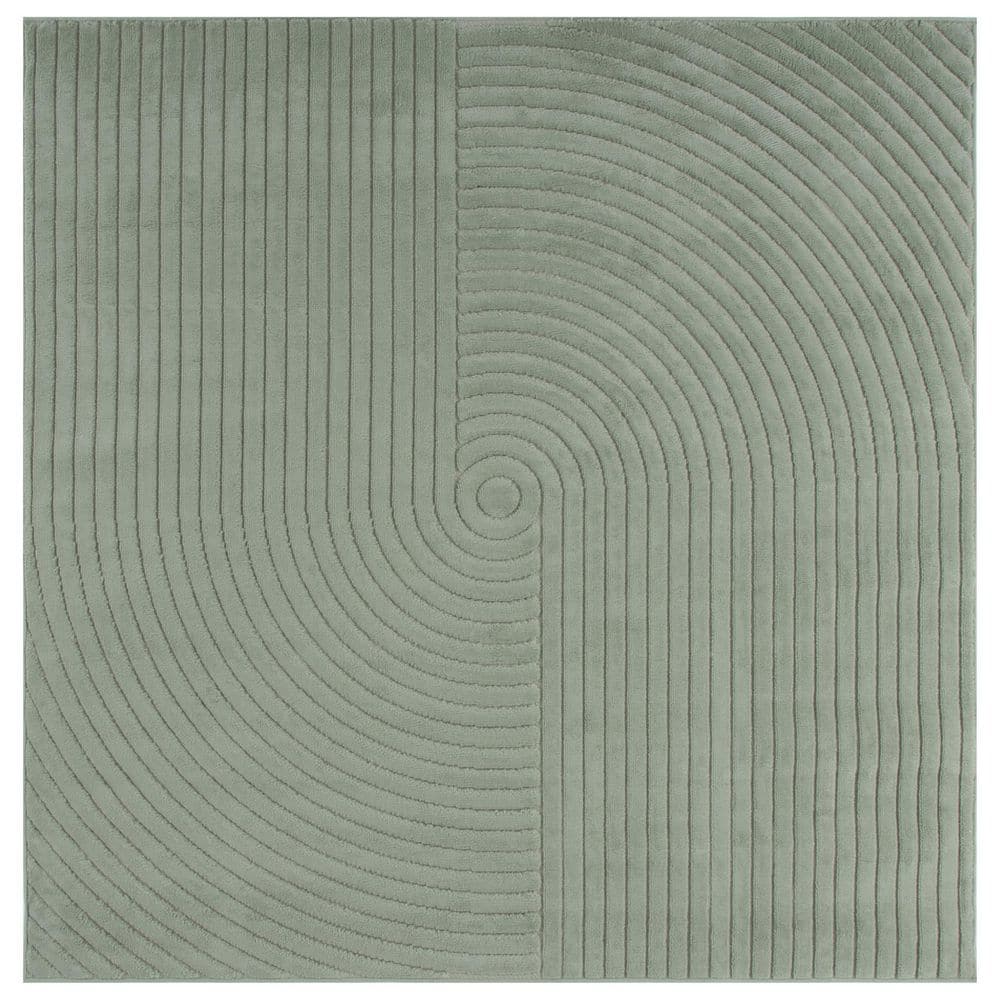 SAFAVIEH Selena 7 ft. x 7 ft. Green High-Low Swirl square Area Rug ...
