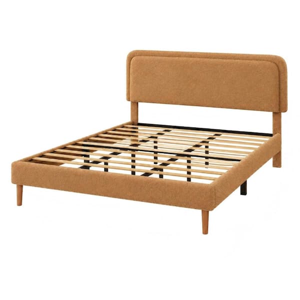King Size Plush Upholstered Platform Bed Frame with Height-Adjustable ...