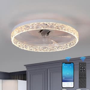 PUDO 27.2 in. Indoor Yellow Flower Type Integrated LED Ceiling Fan ...