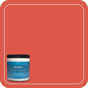 BEHR PREMIUM PLUS 1 qt. #180B-6 Fiery Red Flat Exterior Paint & Primer ...