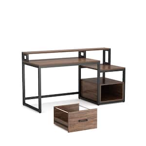 Tribesigns Cassey 59 in. Brown Computer Desk Vintage Wood Large Home ...