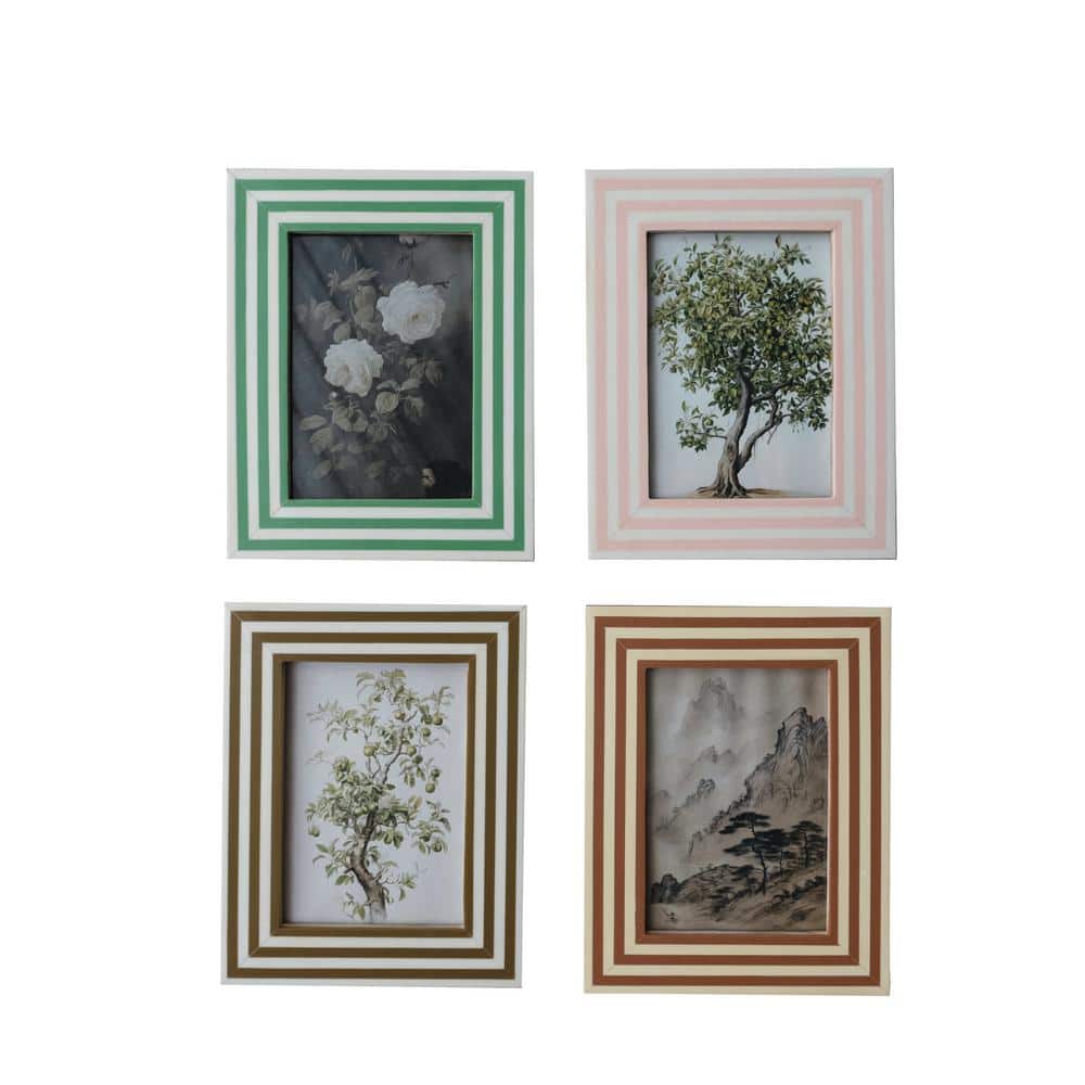 Storied Home Multicolor Striped Resin and Wood Picture Frame (Set of 4 ...