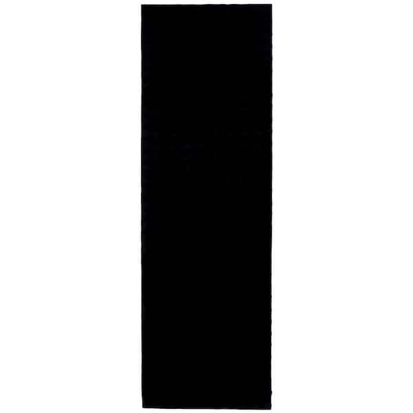 SAFAVIEH Faux Rabbit Bubble Black 3 ft. x 8 ft. Machine Washable Solid ...