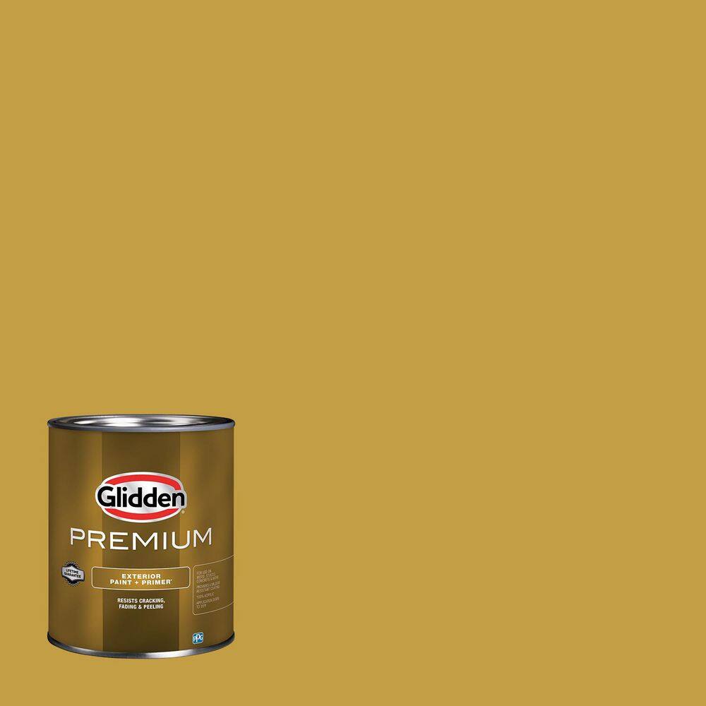 Glidden Premium 1 qt. PPG1107-7 Golden Field Flat Exterior Latex Paint ...