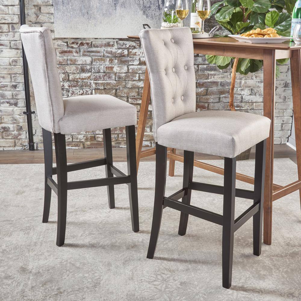 Noble House Pia 45.5 in. Wheat Upholstered Bar Stool (Set of 2) 12435 ...