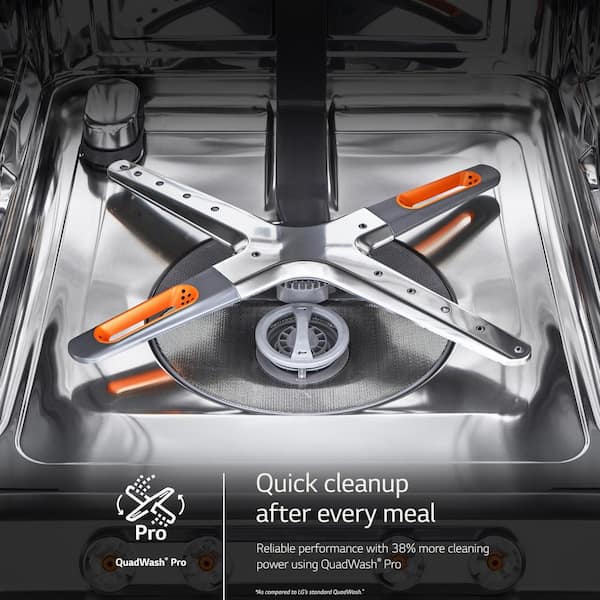 LG 24 in. PrintProof Black Stainless Steel Top Control Smart Dishwasher ...