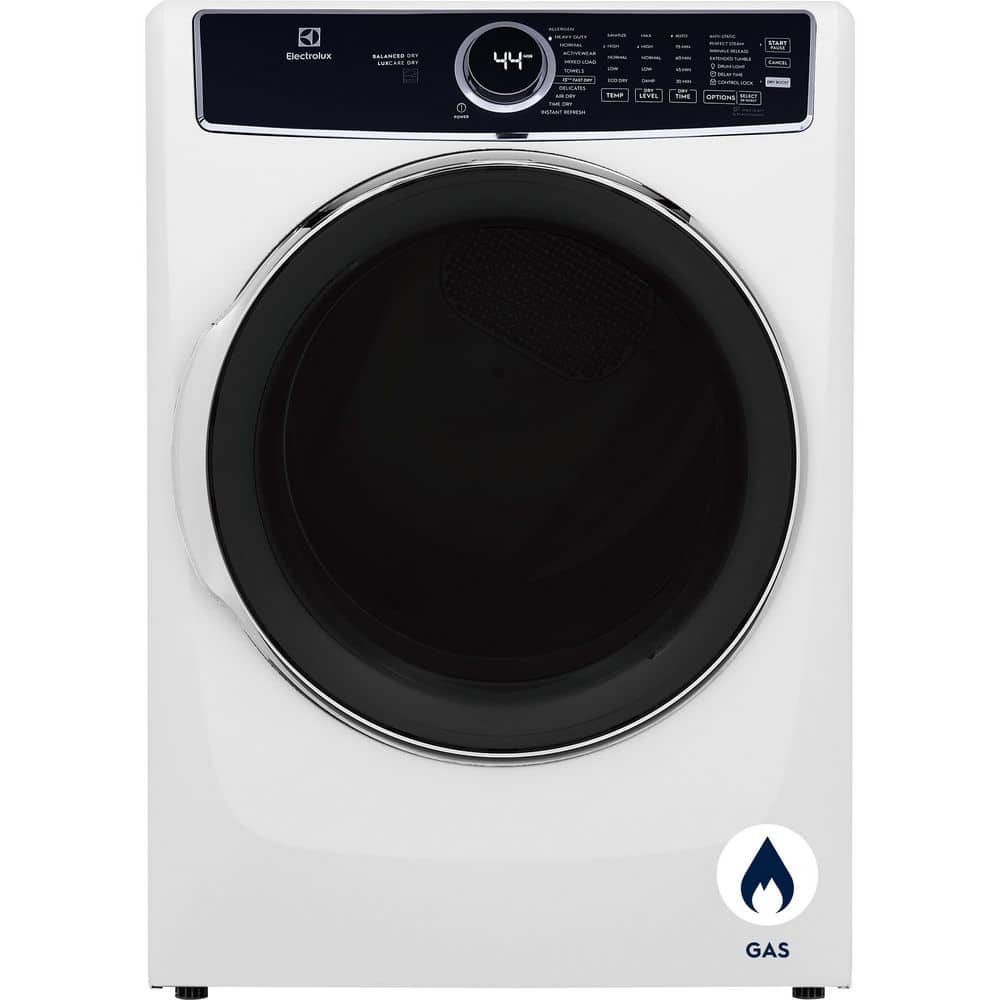 Electrolux 8 cu. ft. White Front Load Perfect Steam Gas Dryer with ...