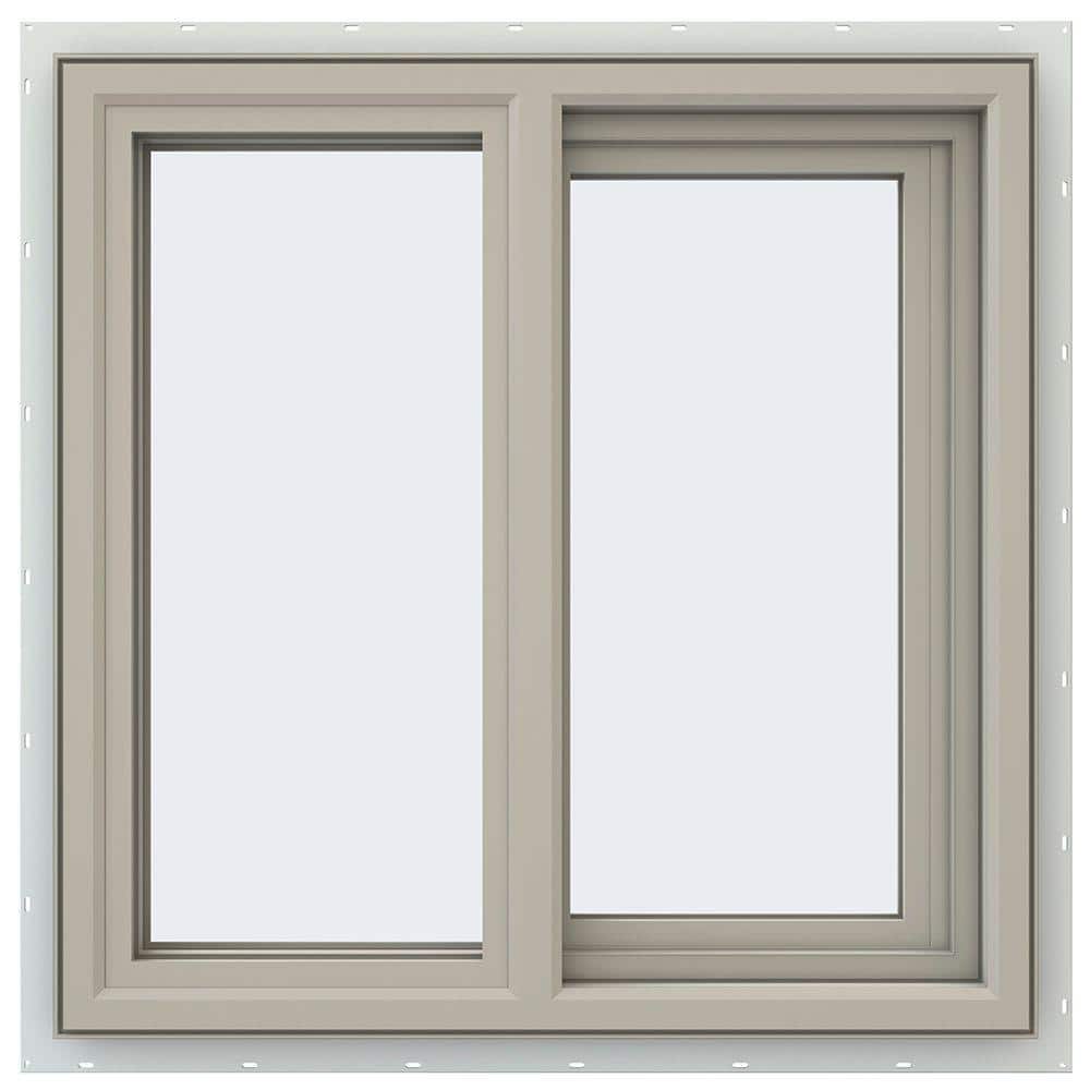 JELD-WEN 23.5 in. x 23.5 in. V-4500 Series Desert Sand Vinyl Right ...
