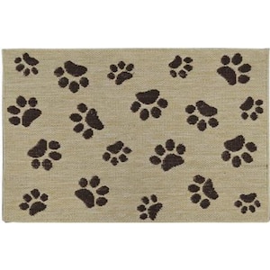 Home Dynamix Comfy Pooch Tan/Brown Paw 23.6 in. x 35.4 in. Machine ...