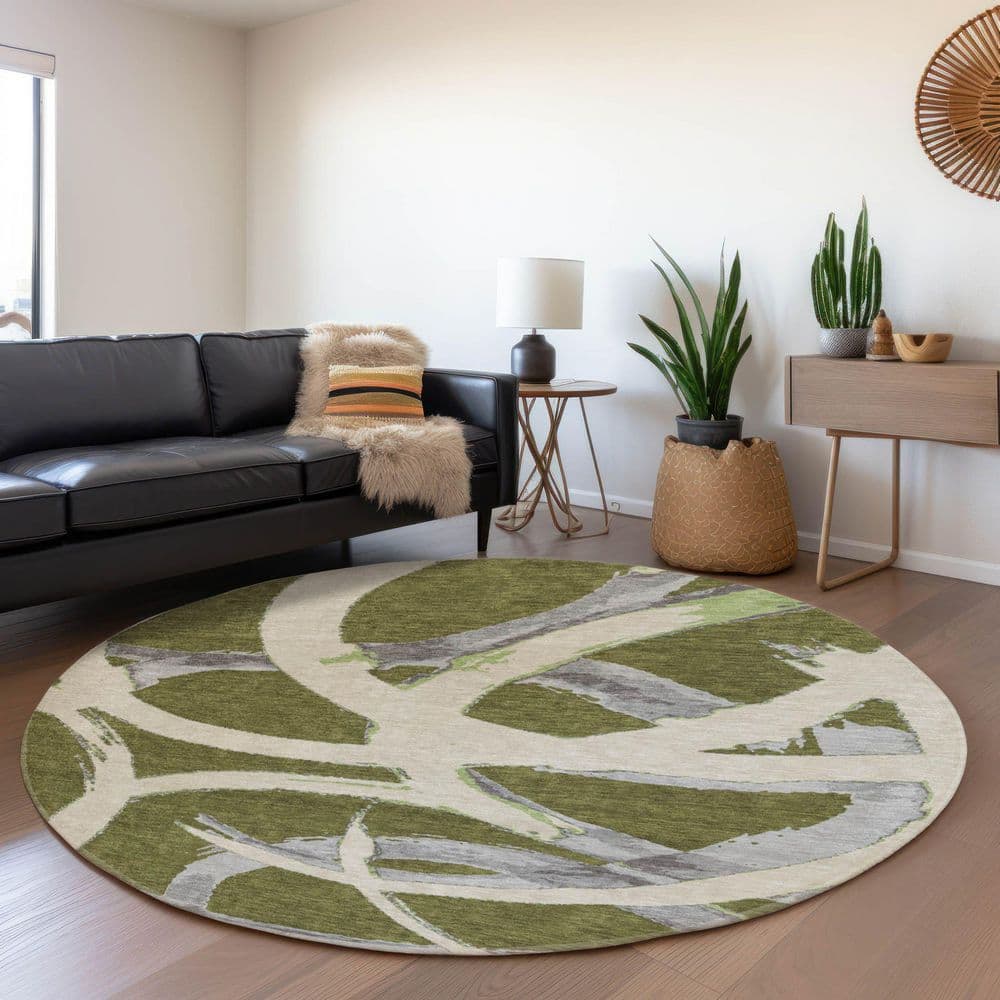 Addison Rugs Mayfield Premium Machine Washable Abstract AMF1022 Olive 8 ...