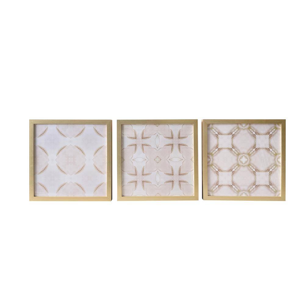 Blush Tiles Framed Pattern Art Print 18 in. x 18 in. (Set of 3) kc4745 ...