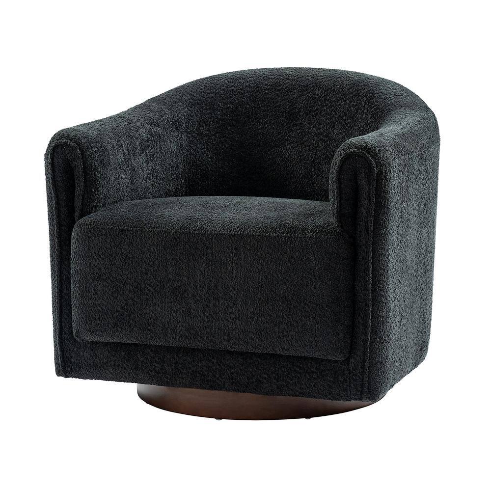 JAYDEN CREATION Hugues Black Swivel Chair with Sturdy Wooden Base ...